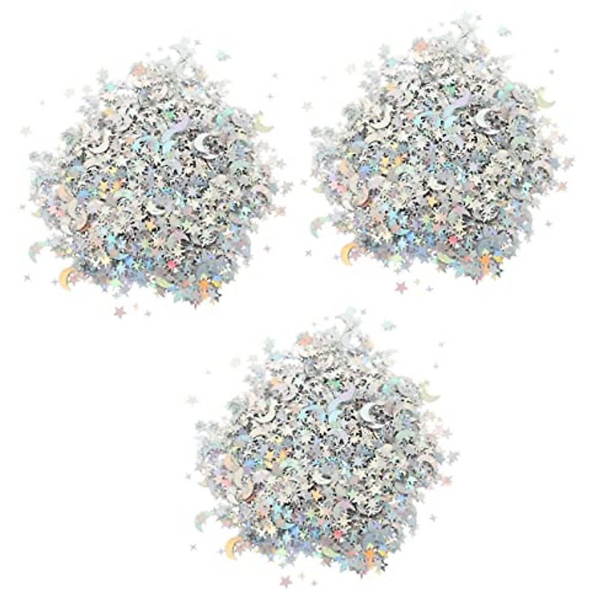 WIAMEE 3pcs 1 Stylesilver Decors and Mixed Balloon Iridescent Style Metallic Wedding Birthday Scatters Table Decorations DIY Decor Star of Festival Moon Decorative Party Glitter