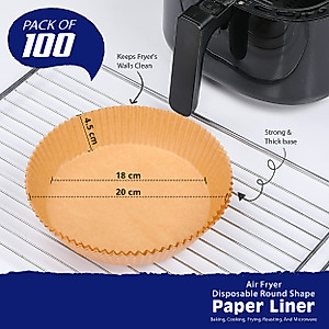 air fryer liners disposable, nonstick, grease, oil-proof air fryer liners, ideal for microwave, and air fryers, 7-inch parchment paper round best for 4-8 quartz from kitchen acquisition 7inch-100 pcs