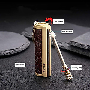 BOLLAER Keychain Matchstick Fire Starter, Permanent Metal Match Flint Lighter Waterproof Matchstick Survival Flint Fire Starter for Camping Emergency Surviva (Brown)