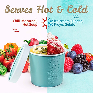 MATICAN Paper Ice Cream Cups with Lids, 40-Pack 11-Oz Soup Cups with Lids, Disposable Ice Cream Containers, 11-Ounce, 5 Pastel