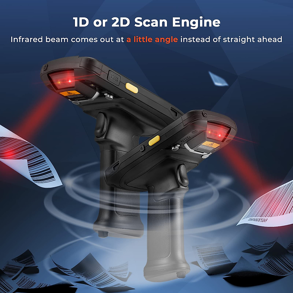 MUNBYN 2023 New Android Barcode Scanner, Android 10 Scanner, Zebra SE4710, QR, 2D Android Scanner, Numeric Keypad, WiFi, 4G, Android Barcode Scanner Pistol Grip for Warehouse Inventory