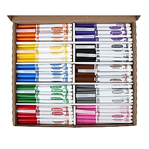 Crayola Fine Line Markers For Kids, Back to School Supplies For Teachers, Bulk Markers For School, 200 Count, Brown