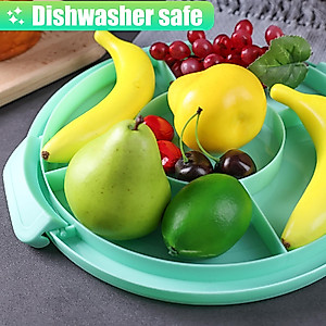 HANSGO Cake Carrier with Lid and Handle, 12x6inch Green Cake Container, Portable Fits 10 inch Cake, 3-in-1 Multipurpose Cake Keeper Holder Platter for Cupcake Devil Eggs Cake Dishwasher Safe