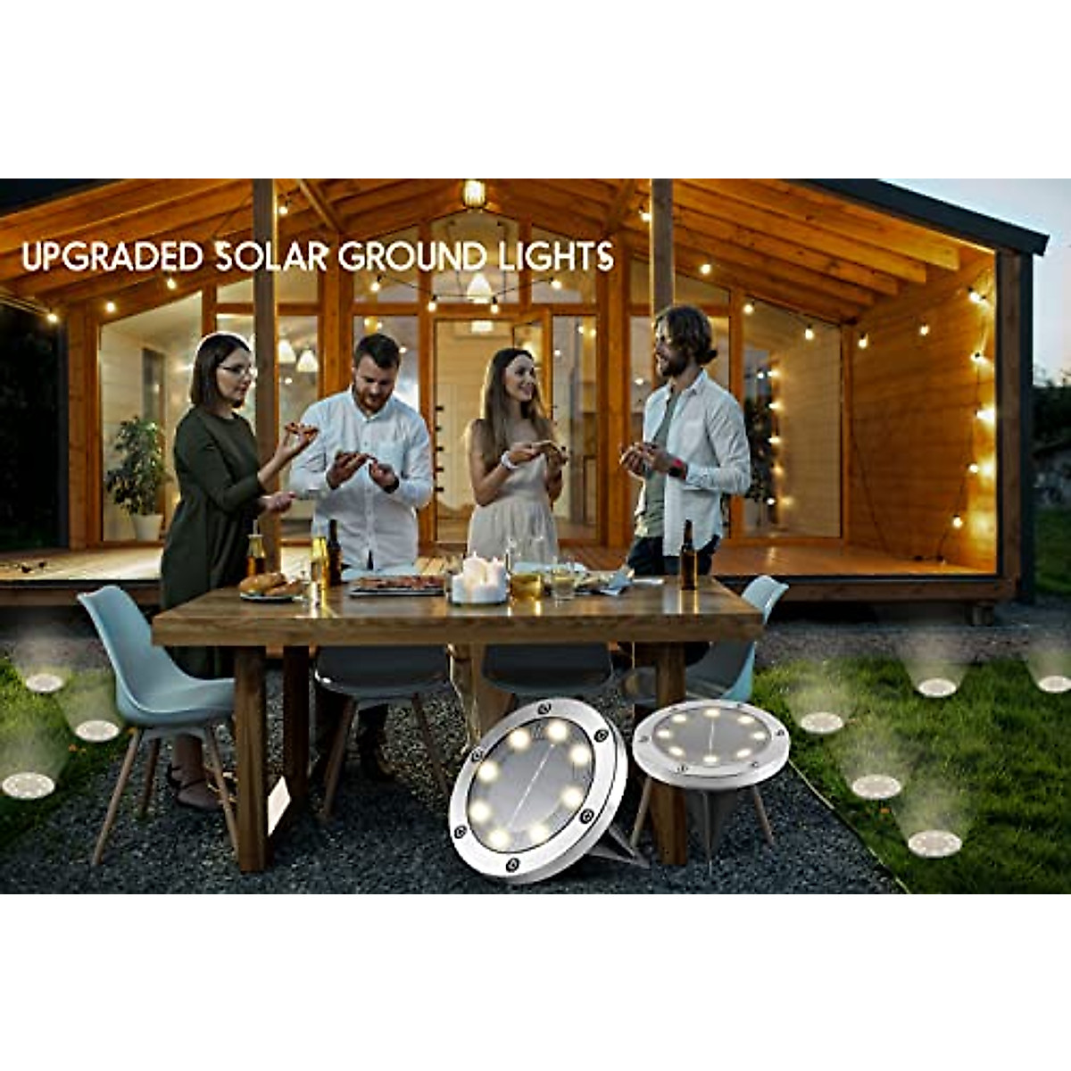 Solar Garden Lights, Plastic Diamond Cover Solar Ground Disk Lights Out Door Waterproof, Decorative Path in-Ground Lights Powered by Solar, for Lawn, Path, Yard, Step and Walkway (warm,4 pack)