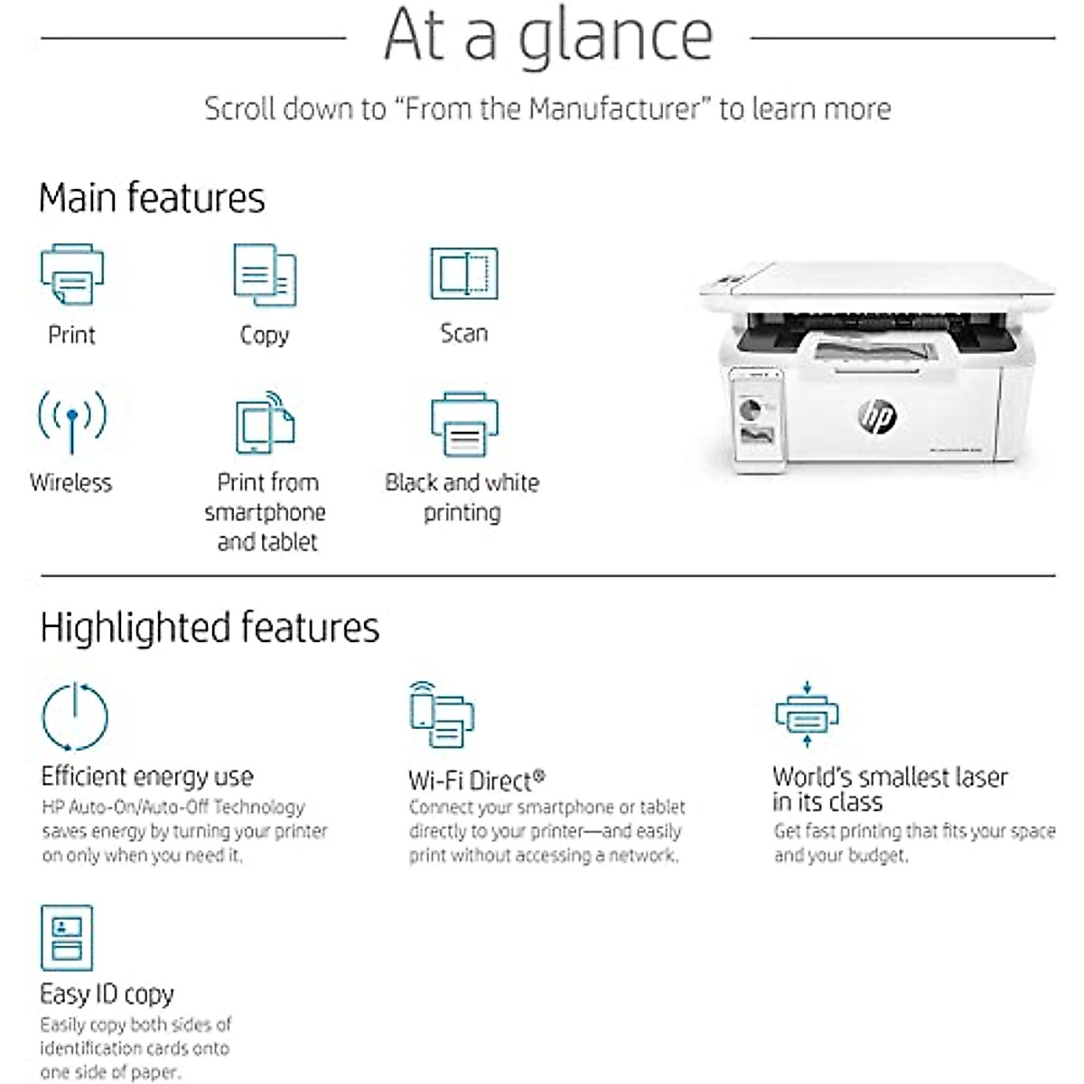 HP Laserjet Pro M28w Multi-Function Wireless Printer, Copy & Scan with Smart App, W2G55A (Renewed)