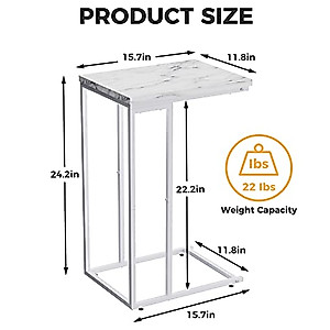 HOME BI C Table End Table, Beside Bed Sofa End Table, Save Spaces Side Table C Shape, Easy to Install Side Table for Living Room Bedroom White