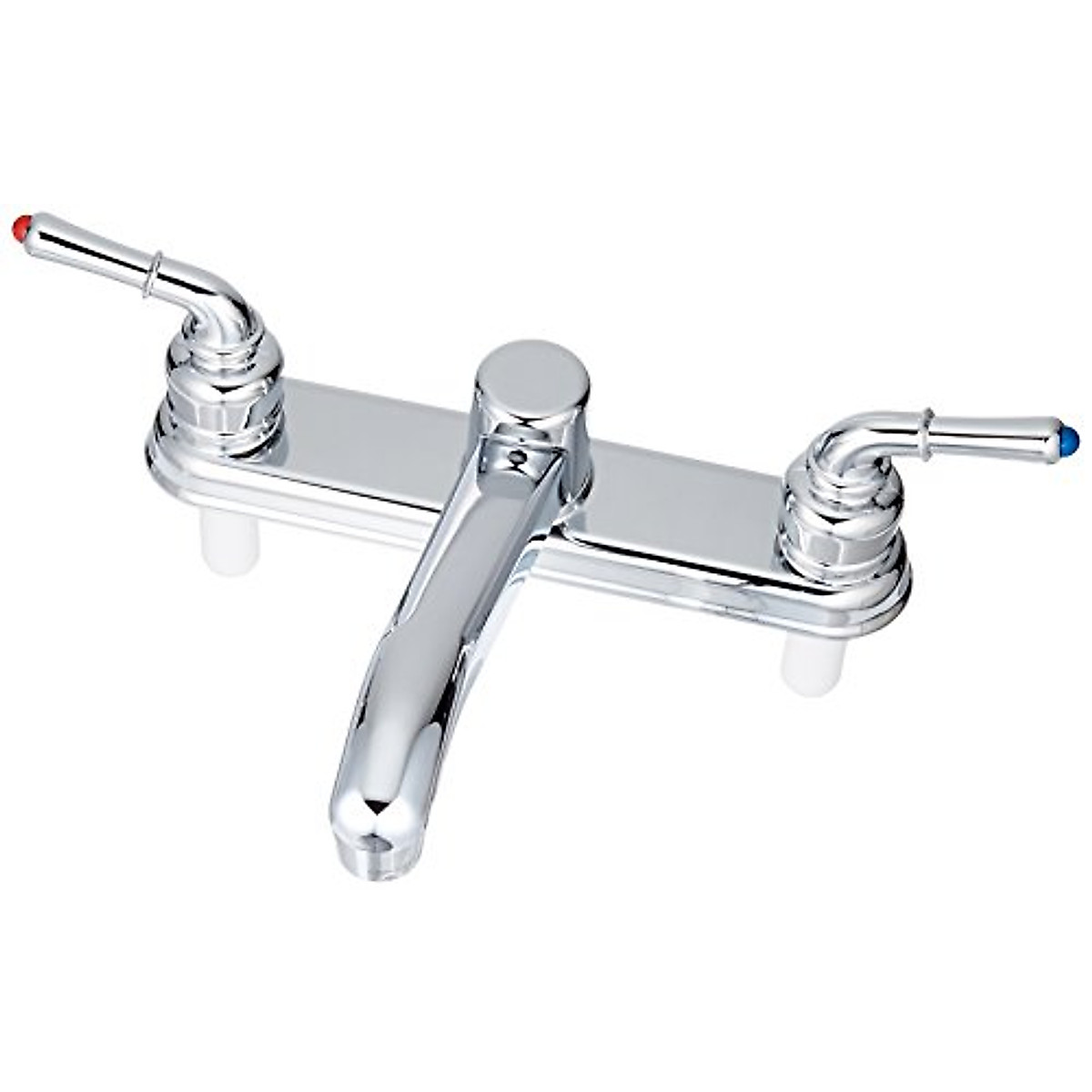 EZ-FLO Kitchen Faucet, Two-Handle Non-Metallic, Washerless Deck Mount with Side Spray, Polished Chrome Finish, EZ-10125
