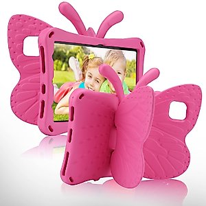 JGY iPad 10 2022 Kid Case iPad 10th Gen 10.9 Pretty Butterfly Case for Kids Girl EVA Foam Full Cover iPad 10 Kids Case with Stand Shockproof Rugged Case for Kids Toddler Boys (Rose)