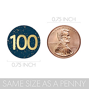 Navy Blue and Gold 100th Birthday Party Favor Chocolate Kisses Candy Stickers - 180 Count, 100th Birthday Decorations
