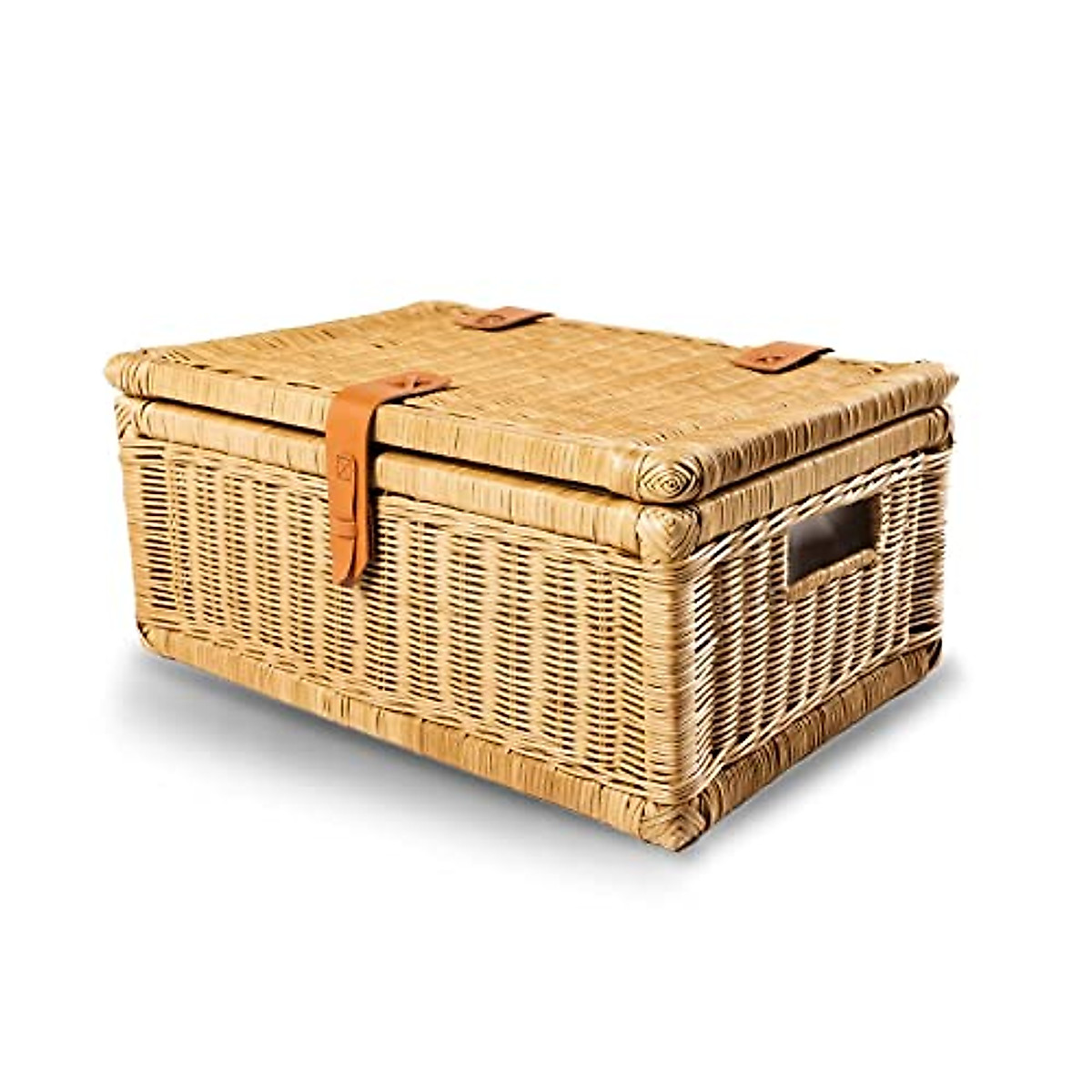The Basket Lady Covered Wicker Storage Basket, Large, 20 in L x 14 in W x 8 in H, Sandstone
