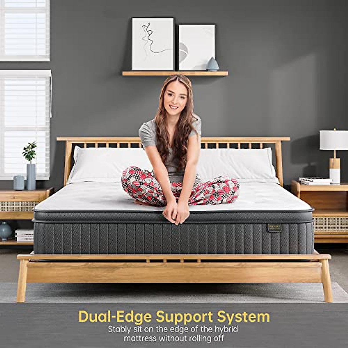 Povirt Twin Mattress, 12 Inch Innerspring Hybrid Mattress in a Box, 7-Zone Support Cool Twin Bed Mattress with Breathable Soft Knitted Fabric Cover for Pressure Relief, Medium Firm, 100-Night Trial