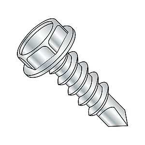 Small Parts 0806KW Steel Self-Drilling Screw, Zinc Plated Finish, Hex Washer Head, Hex Drive, #2 Drill Point, #8-18 Thread Size, 3/8" Length (Pack of 100)