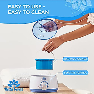 Bella Verde Wax Warmer for Hair Removal - Professional-Grade Waxing Pot - Melts Beans, Beads, Canned, & Hard Wax - Non-Stick Coating - For Brazilian, Eyebrow, Legs, & Body - For Men & Women (Wax Warmer Only)…