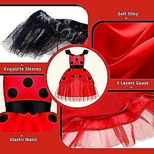 INNOCHEER Ladybug Dress Costume for Girls, Ladybug Costume Toddler Halloween Birthday Dress Up Pretend Play for Kids 2-10