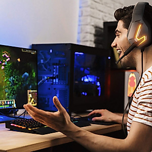 Orzly Gaming Headset (Orange) for PC and Gaming Consoles PS5, PS4, Xbox Series X | S, Xbox ONE, Nintendo Switch & Google Stadia Stereo Sound with Noise Cancelling mic - Hornet RXH-20 Vesuvius Edition