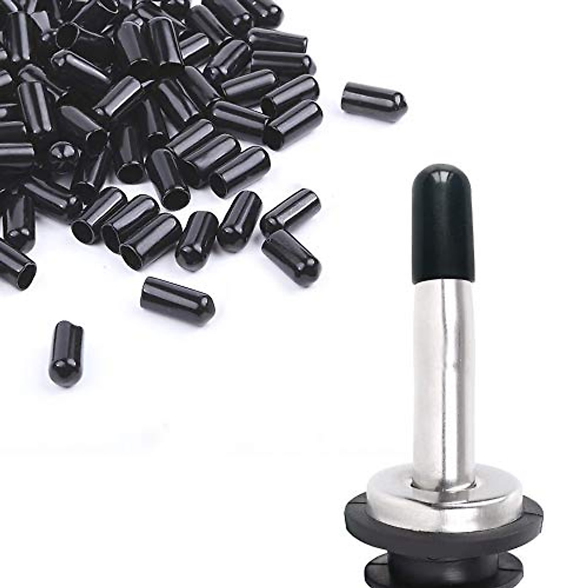 200Pcs liquor spout covers,Pourers Spouts Covers Dust Rubber Caps for Olive Oil Liquor Bottles (Black)