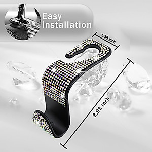 Gseigvee Car Back Seat Headrest Hooks 2 Pack,Car Hook for Purses and Bags, Bling Car Interior Accessories Multi-Color