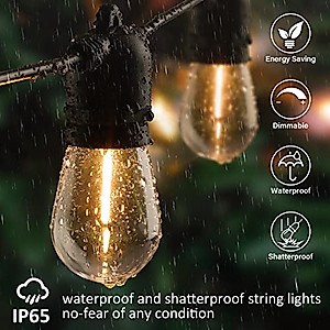 WENFENG Solar Outdoor String Lights, 3 Colors Patio String Light with 27FT Waterproof String, S14 Bulbs, Dimmable LED Solar String Lights for Patio