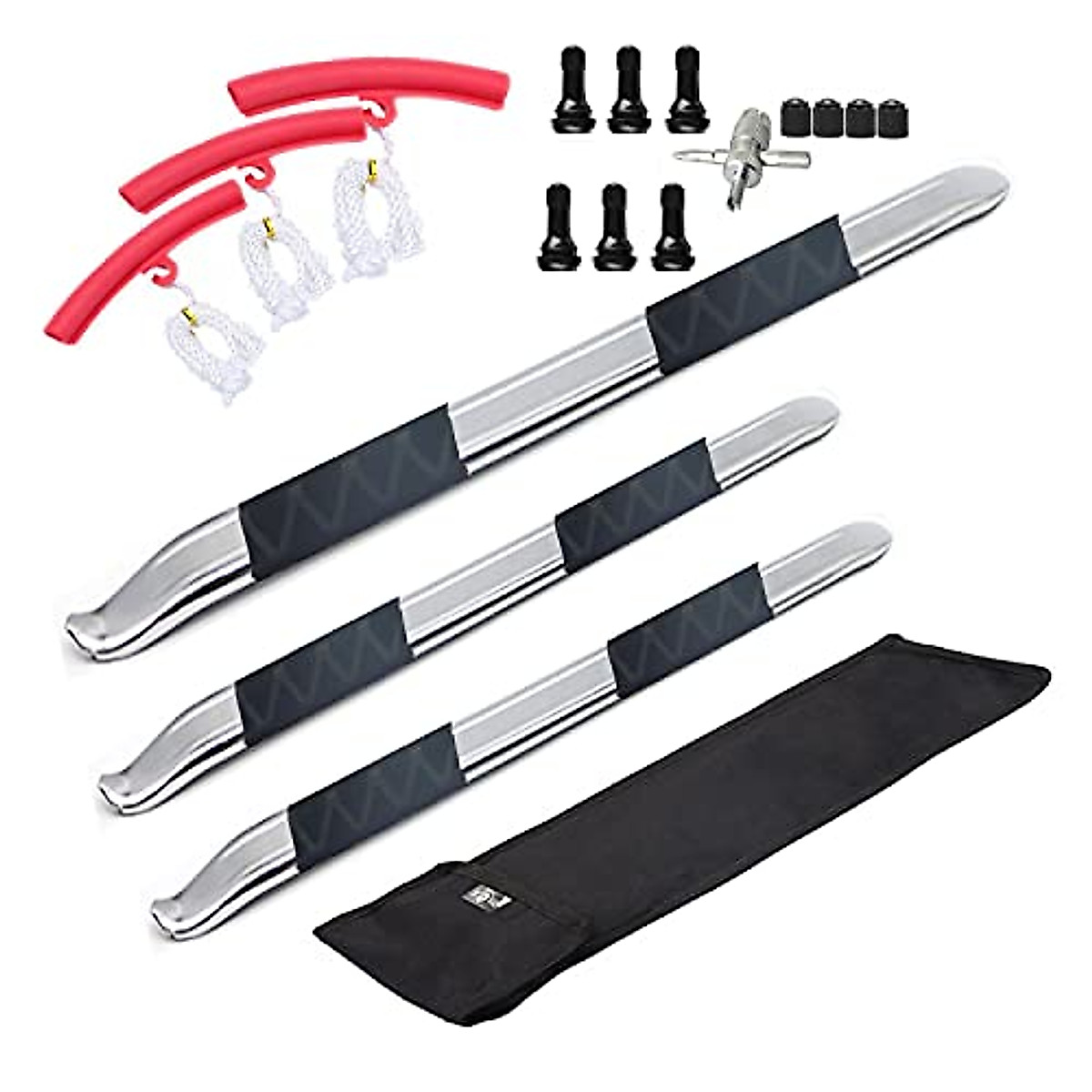 Dr.Roc 2 x 15.5 inch 1 x 19.5 inch Tire Irons 3 x Rim Protectors 6 x TR413 Valve Stems Mount and Demount Tire Irons Set Motorcycle Dirt Bike Lawn Mower ATV UTV Tire Changing Tools with Durable Bag