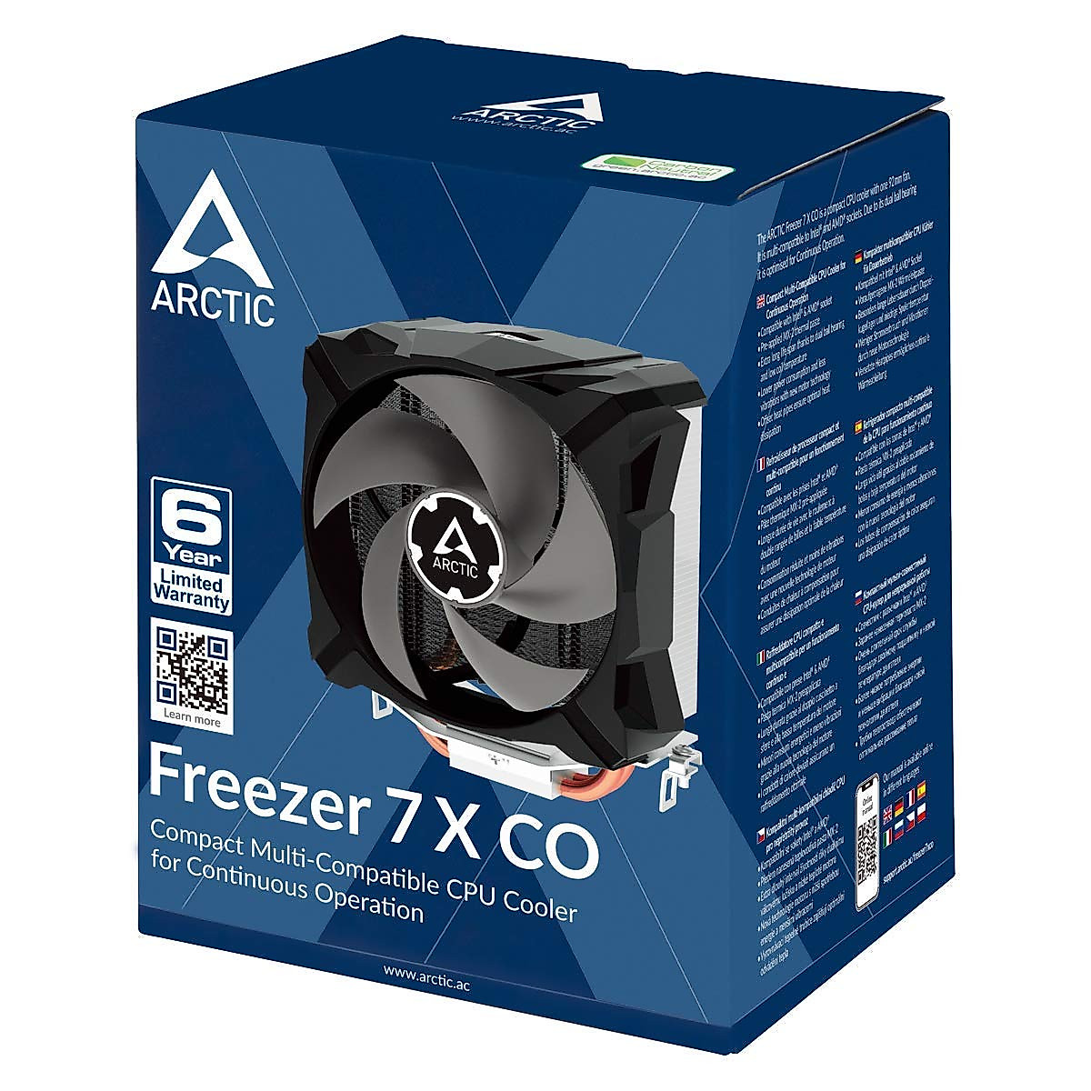 ARCTIC Freezer 7 X CO - Compact CPU Cooler for Continuous Operation, 100mm PWM Fan, Multi-Compatible with Intel & AMD, LGA1700 compatible, 300-2000 rpm (PWM Controlled), Pre-Applied MX-4 Thermal Paste