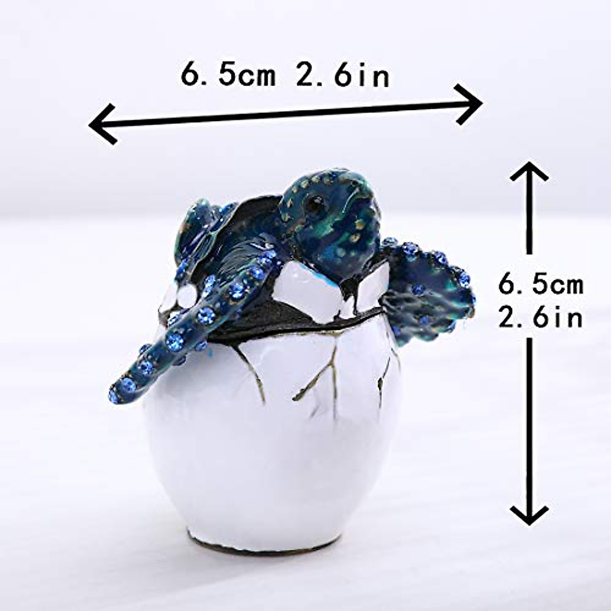 YU FENG Hatching Turtle Trinket Box Hinged Crystals Bejeweled Enameled Vintage Animal Jewelry Ring Holder Box Collectible