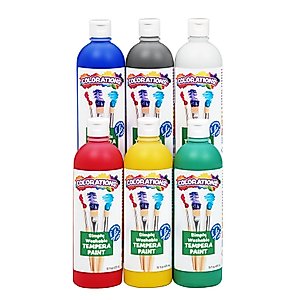 Colorations Washable Tempera Paint, Set of 6 Colors, Non Toxic Paint, Vibrant Paint, Tempera Kids Paint, Craft Paint, Paint for Children, Kids Paint, Art Supplies, Paint Set, Washable Paint