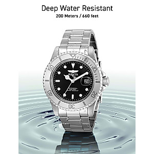 Invicta 40mm Men's Pro Diver Black Dial Silver Tone Stainless Steel Watch 34022