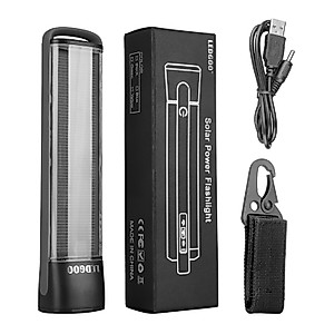 LEDGOO Handheld Solar Powered Flashlight with 4000mAh Backup Power Bank for Home Emergency Night Light, Hiking and Camping