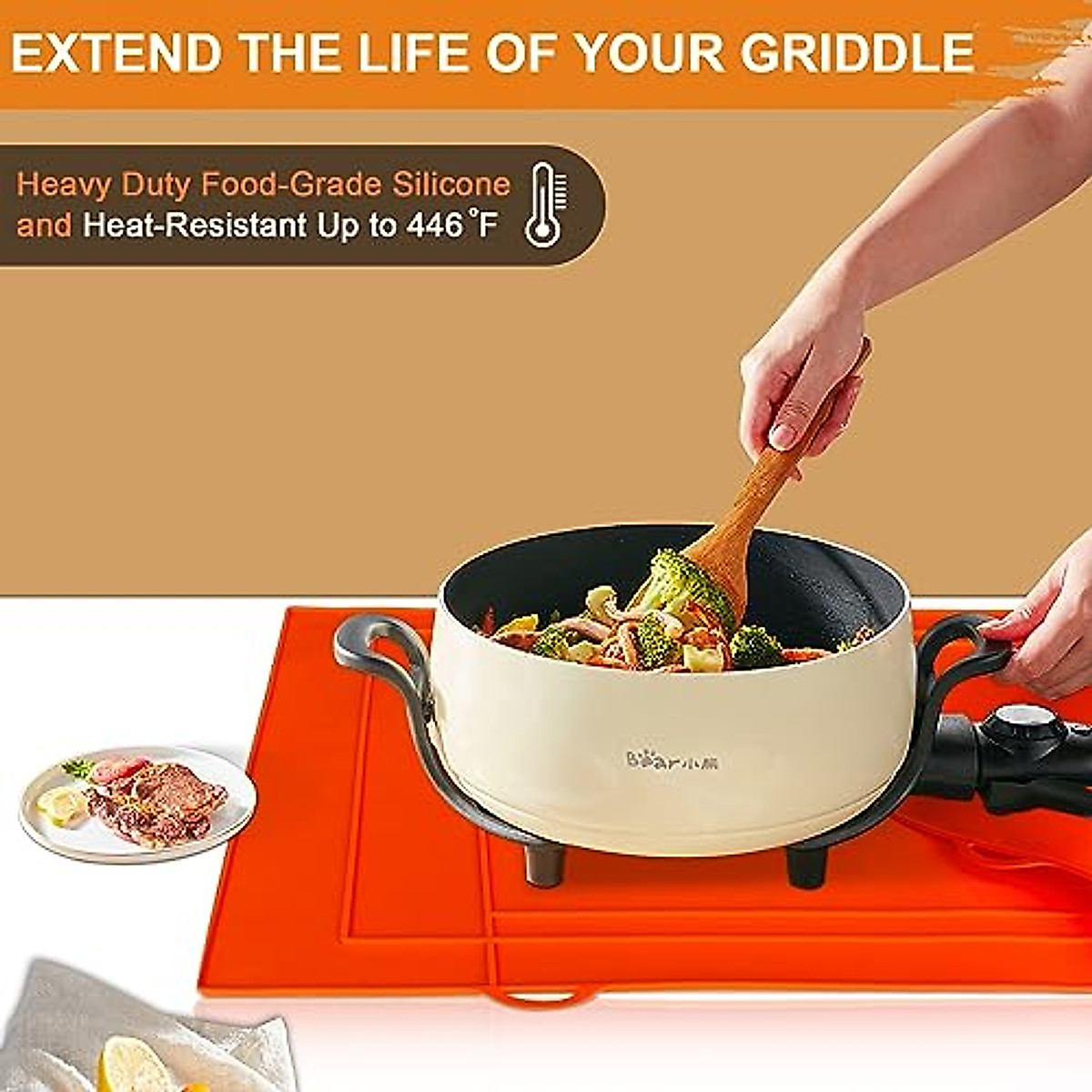 MDSTREE 36" Griddle Mat Silicone for Blackstone, Food Grade Silicone Mat, Customizable Size 36", 28",22", Protect Griddle from Rodents, Insects, Debris, and Rust, All Season Protective Cover