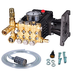 3600 PSI 4.8 GPM Horizontal Triplex Plunger Replacement Pressure Washer Pump Kit 1" Shaft Presssure Washer Pump Pressure Washer Parts with Hardware and Tube for Industrial Gas Powered Machines