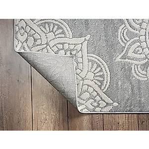 Dream Home | Farah Collection | Grey Medallion Polypropylene Indoor Area Rug, 3' x 5'