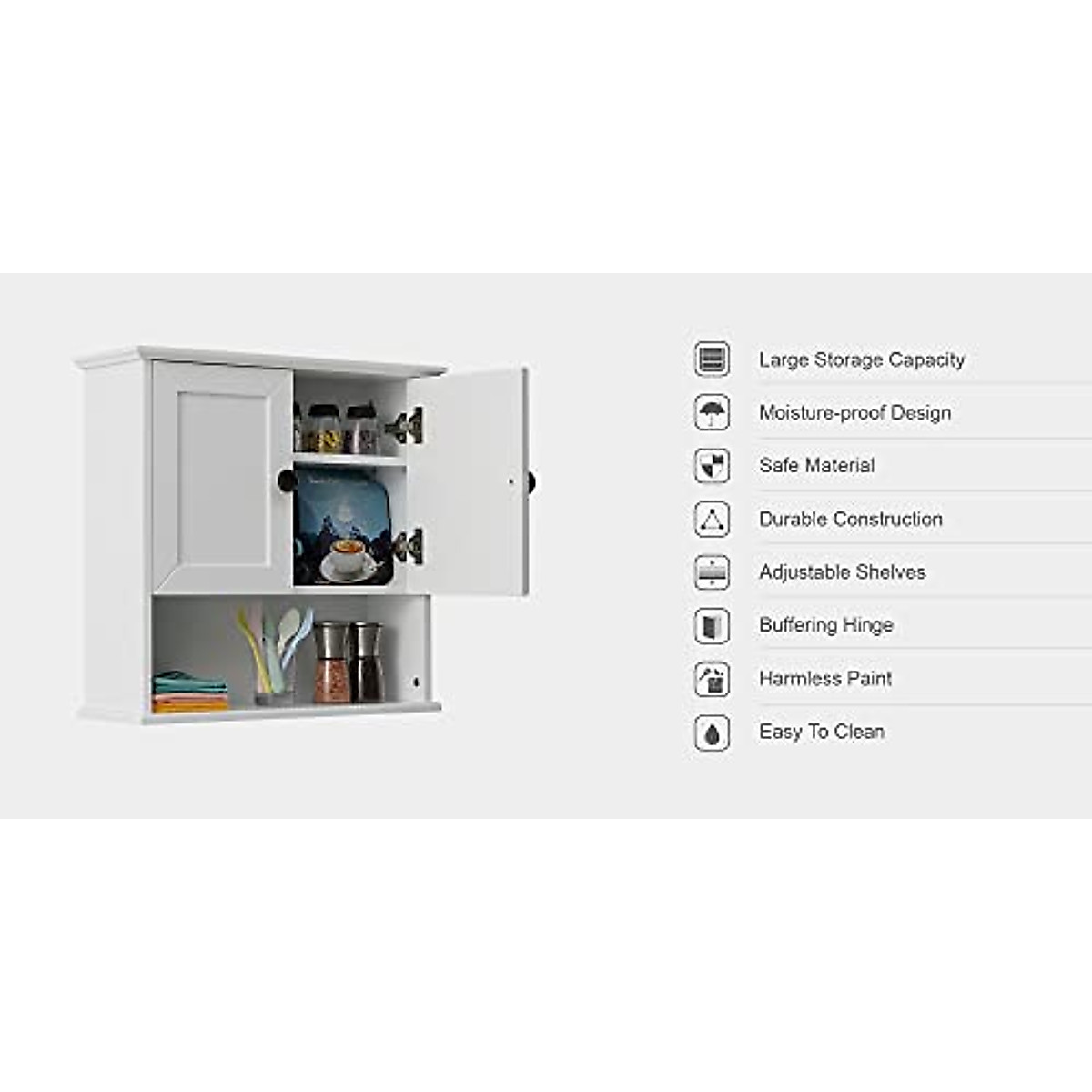 ZJWSRSST 23"x22 Bathroom Wall Cabinet Wooden Medicine Cabinet MDF Material Storage Organizer with Buffer Hinges; Adjustable Shelves Cupboard Storage Cabinet with Handles