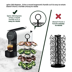 ROWISE K-Cup Pod Carousel Holder and Organizer for 36 Pods - Spins 360 Degrees, Detachable, Modern Metal Design in Black for Home and Office Counters