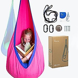 Harkla Sensory Kids Pod Swing - Calming Kids Indoor Therapy Swing Helps with Autism, Anxiety, ADHD & SPD | Kids Hanging Chair Includes All Hardware | Perfect for Sensory Room & Treehouse Swing