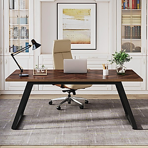 Tribesigns 63 Inch Executive Office Desk, Large Computer Desk with Thickened Frame, Modern Simple Study Writing Table Workstation Desk for Home Office, Living Room