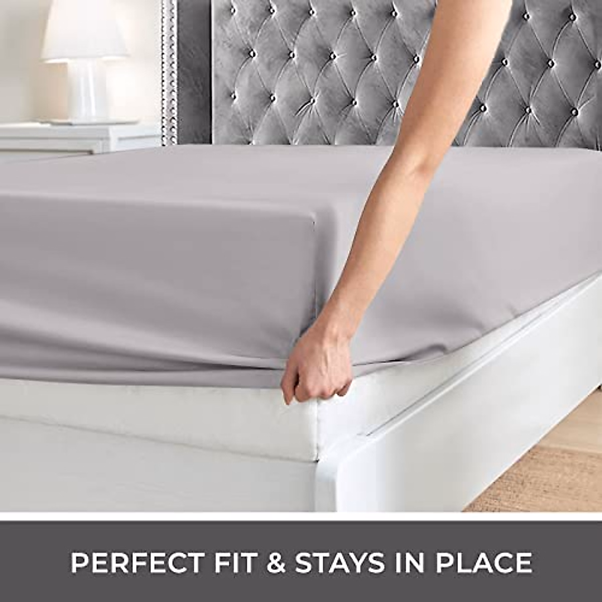 IR Imperial Rooms Twin Fitted Sheet - 16 Inch Deep Pocket Fitted Bed Sheets Twin Size Premium 1800 Soft Microfiber Shrink and Fade Resistant All Around Elastic Fitted Bottom Sheets Only (Grey)