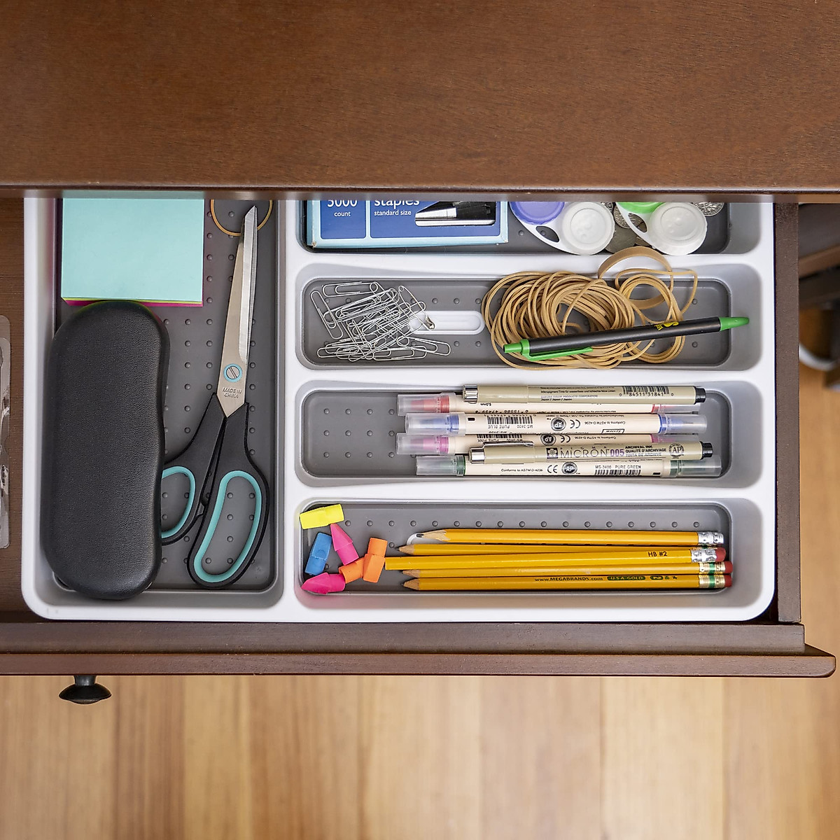 Cheer Collection 6 Compartment Kitchen Drawer Organizer - Kitchen Utensil Holder - Silverware Organizer - Drawer Divider, Kitchen Organizer, Utensil Organizer for Kitchen Drawers for Home & Kitchen