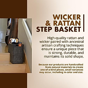 KOUBOO Wicker Step Basket, Dark Brown, Wicker Basket, Staircase Basket, Organizer, Wood Stairs, Carpet Stairs, Compact, Stair Decor