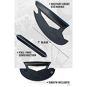 Dalstrong Ulu Knife - 7 inch - BATMAN™ Shadow Black Edition - High Carbon 7Cr17MoV Steel - Black Titanium Kitchen Chef Knife - Rocking, Mincing, Slicing Meat & Herb Knife - G10 Handle - Sheath Cover