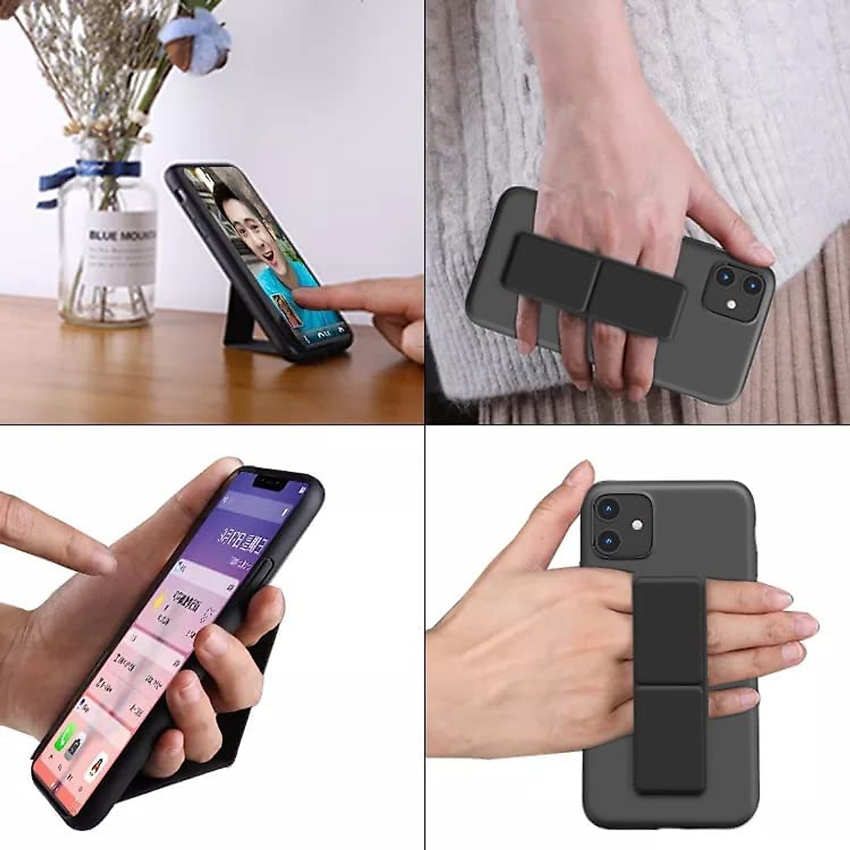 Sitikai Case for TCL 20 PRO 5G Phone Case, Stand Phone Case with Tempered Glass Screen Protector Hide Telescopic Folding Kickstand Shockproof Protective Cover Case for TCL 20 PRO 5G - Black