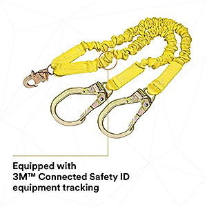 3M DBI-SALA Shockwave 2, 1244412 6' Shock Absorbing Lanyard, Tubular Web, 100% Tie Off w/ Steel Rebar Hooks On Leg Ends, Snap Hook On Other, Yellow