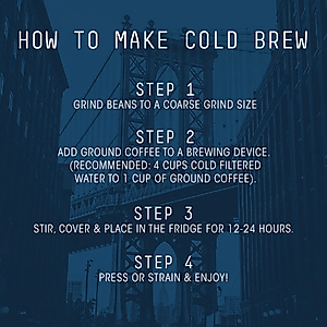 Stone Street Cold Brew Coffee, Strong & Smooth Blend, Low Acid, 100% Arabica, Gourmet Coffee, Coarse Ground, Dark Roast, Colombian Single Origin, 1 LB