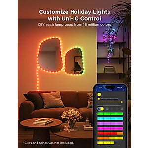 Govee 66ft String Lights, Smart RGBIC Rope Lights Indoor with 99+ Preset Scene Modes, IP65 Waterproof Christmas LED Lights Outdoor, Sync with Music, Works with Alexa, Holiday Home Party Decoration
