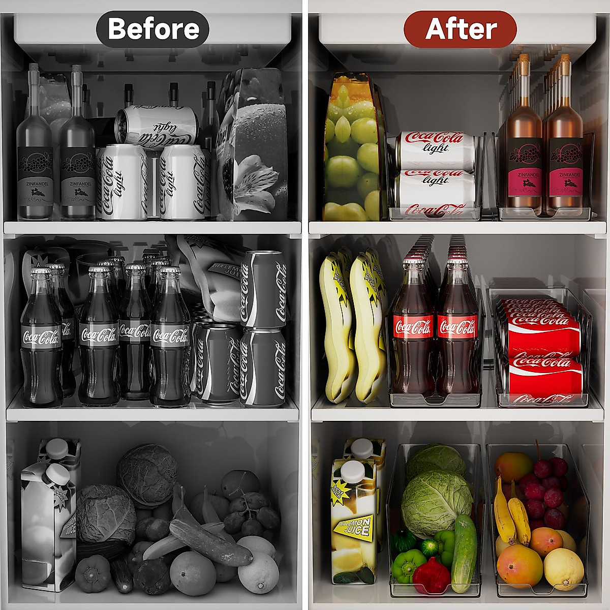 TCHCWYS 2 Pack Clear Stackable Soda Can Organizer with Lids, Refrigerator Organizer Bins, Can Holder Dispenser for Refrigerator, Pantry, and Cabinets, BPA-Free, Holds 12 Cans Each (2)