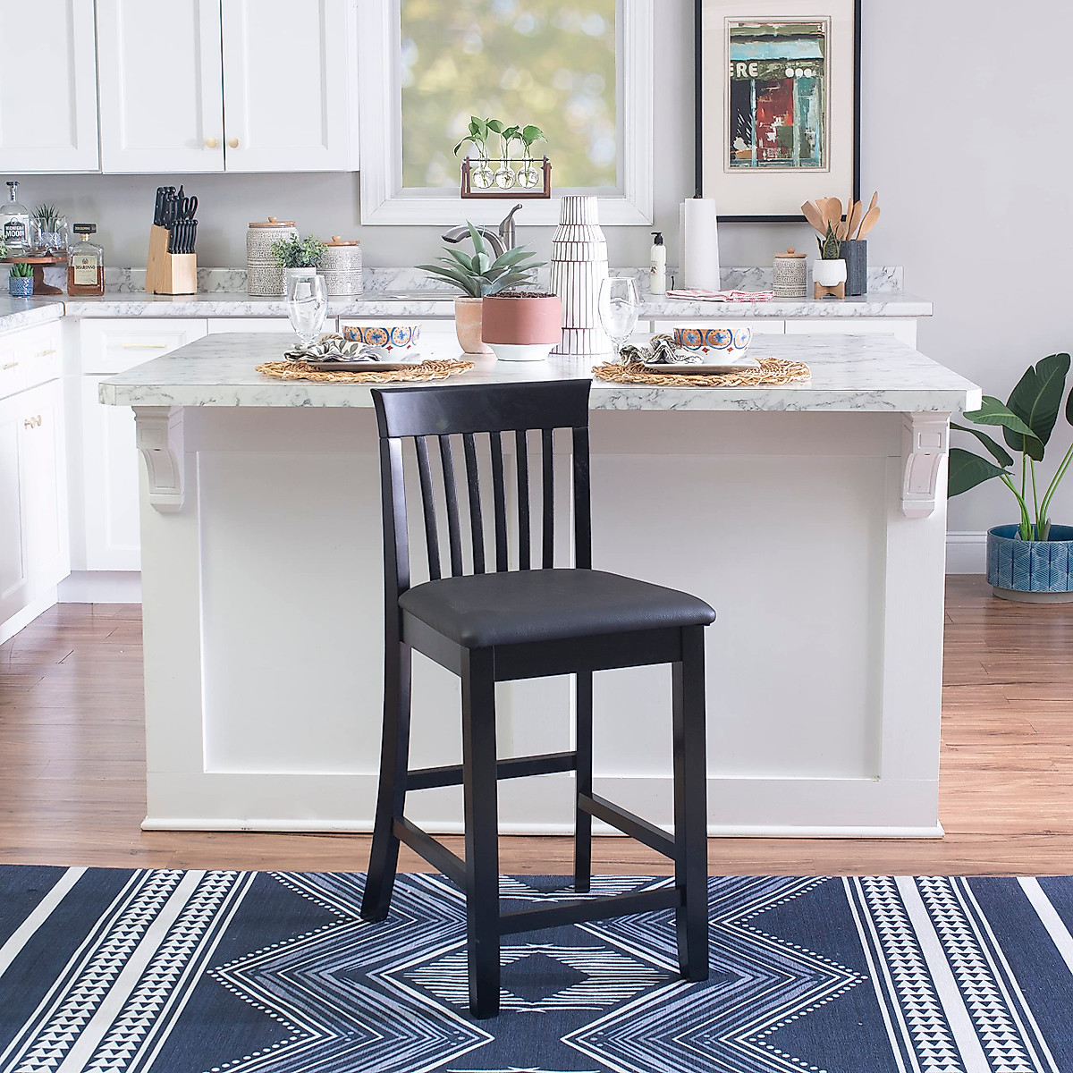 Linon Torino Collection Craftsman Counter Stool, 17.25"W x 19.5"D x 37"H, Black