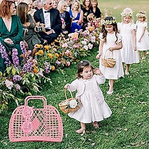 JBB Girls Jelly Bag Plastic Gift Basket Boys Beach Tote Bag Toddler Purse Kids Easter Basket with Round Flower Sunglasses Green
