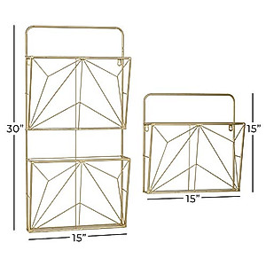 Deco 79 Rustic Metal Rectangle Wall Shelf, Set of 2 15", 30"H, Gold
