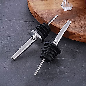 24 Pack Liquor Pourers, 304 Stainless Steel Bottle Pourer Olive Oil Spout Alcohol Spouts with Rubber Dust Caps Cover, For About 3/4" Bottle Mouth.