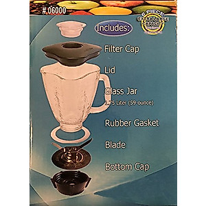 Ronnel Collection 6-Piece Square Blender Glass Jar Replacement Kit for Oster Blender, 1.6 Liter - 6.8 Cup