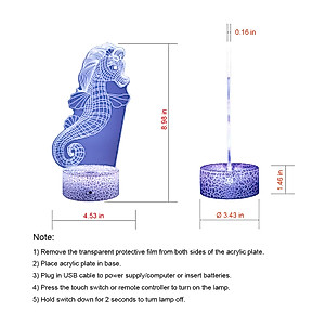 Hguangs Gift Ideas Bedside Lamp 16 Colors Desk Table Night Light for Sea Horse Kids Boy Girl Party Supplies Birthday Valentine's Day Kids Lover (Seahorse Shape)